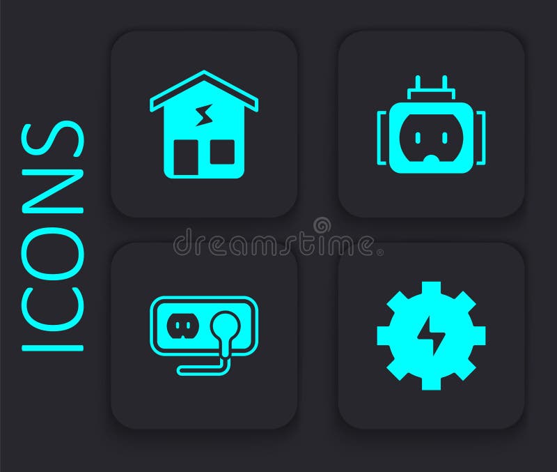 Set Gear and Lightning, Smart Home, Tee Plug Electric and Electrical ...