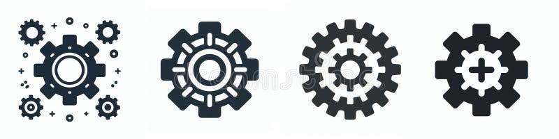Set of Gear Setting and Cogwheel Icons in Various Styles. Concepts of ...