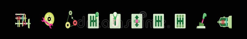 Set of Gear Shift Cartoon Icon Design Template with Various Models ...