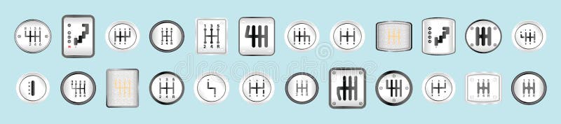 Set of Gear Shift. Cartoon Icon Design Template with Various Models ...