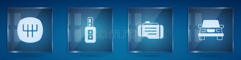 Set Gear Shifter, Car Key with Remote, Check Engine and . Square Glass ...