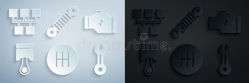 Set Gear Shifter, Check Engine, Engine Piston, Wrench Spanner, Shock ...