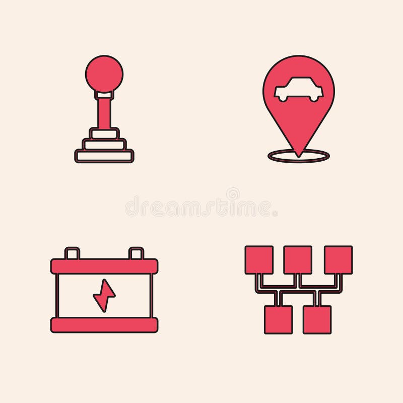 Set Gear Shifter, , Location with Car Service and Car Battery Icon ... Set Gear Shifter, , Location with Car Service and Car Battery Icon ...