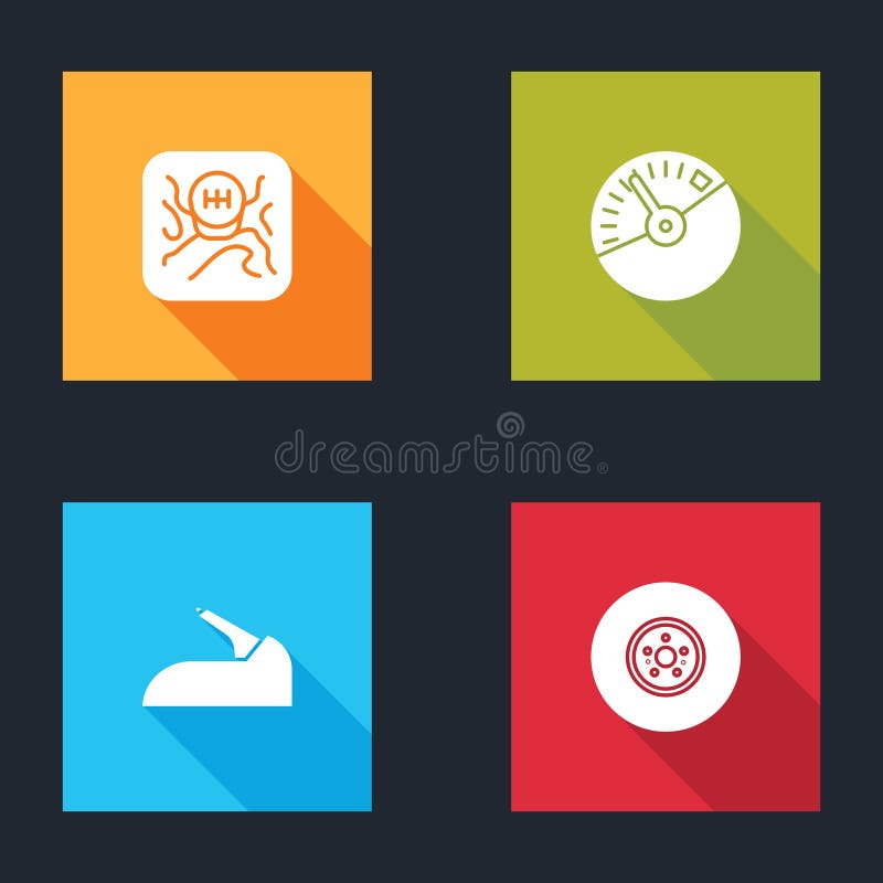 Set Gear Shifter, Speedometer, Car Handbrake and Disk Icon. Vector ... Set Gear Shifter, Speedometer, Car Handbrake and Disk Icon. Vector ...