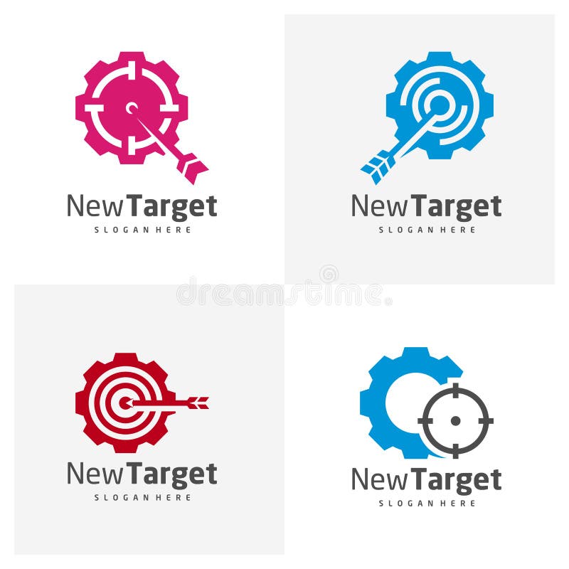 Set of Gear Target Logo Vector Template, Creative Target Logo Design ...