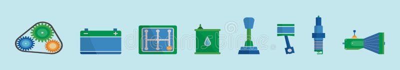 Set of Gearbox Cartoon Icon Design Template with Various Models. Vector ...