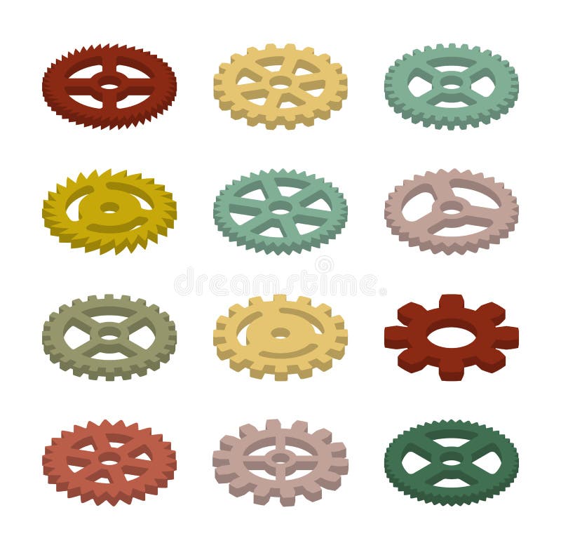 Set of gears stock vector. Illustration of gilding, equipment - 43527318