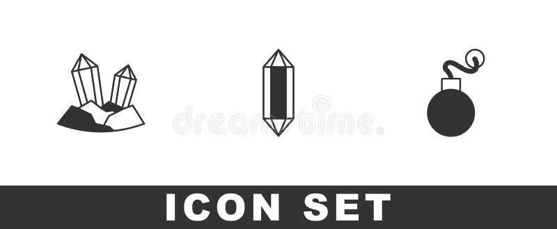 Set Gem Stone, and Bomb Icon. Vector Stock Vector - Illustration of ...
