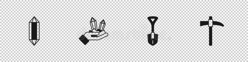 Set Gem Stone, Shovel and Pickaxe Icon. Vector Stock Vector ...