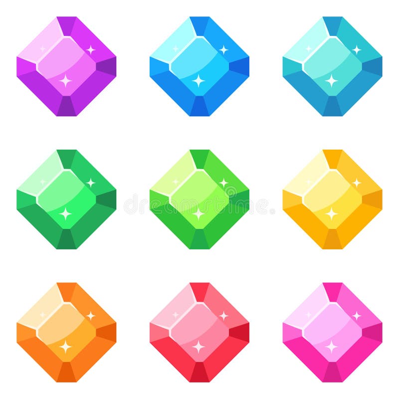 Set of Gems in Flat Style Isolated Stock Vector - Illustration of lucky ...