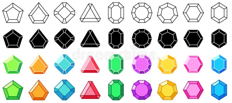 Set of Gems in Flat Style Isolated Stock Vector - Illustration of ...