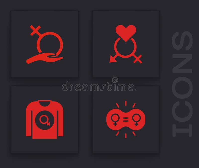 Set Gender Equality, Female Gender, and Feminist Shirt Icon. Vector ...