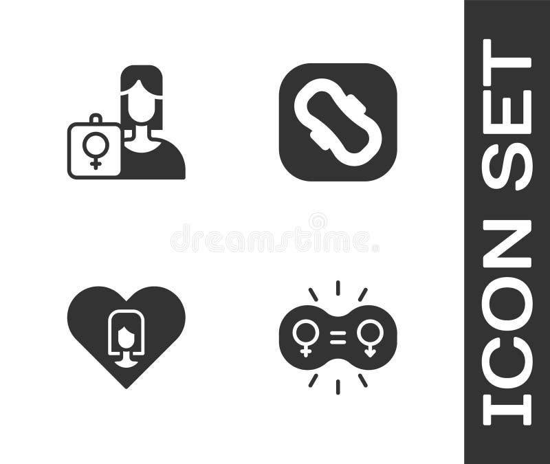 Set Gender Equality Feminist Activist Heart With Female And Sanitary