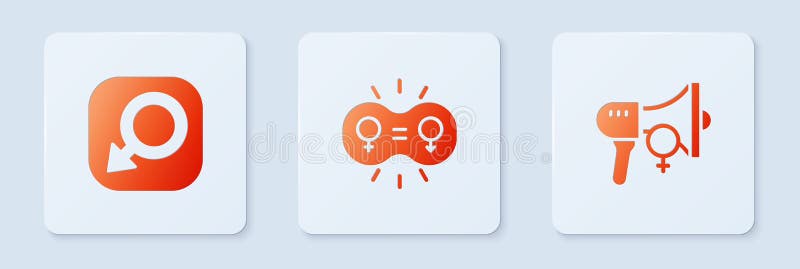 Set Gender Equality, Male Gender and Feminist Activist. White Square ...