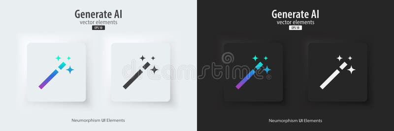 Set of Generative AI Square Buttons. Press the Button To Create Ideas ...