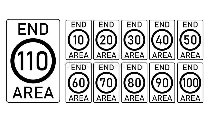 Set of Generic End of Speed Limit Signs Stock Illustration ...