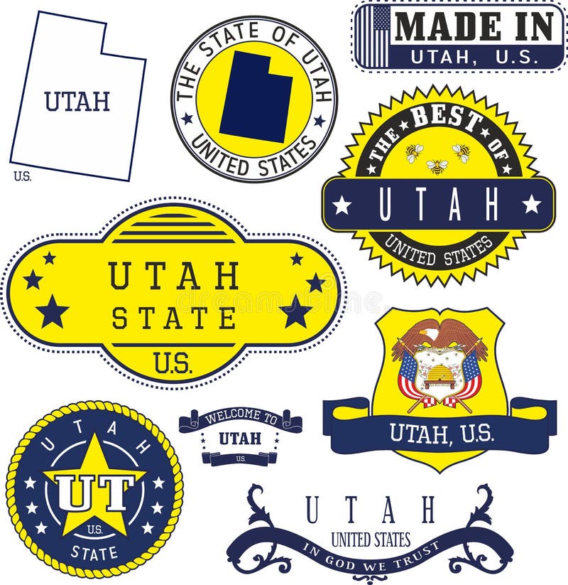 Set of Generic Stamps and Signs of Utah State Stock Vector ...