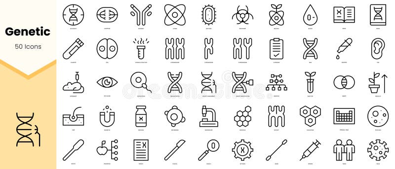 Set of Genetic Icons. Simple Line Art Style Icons Pack Stock Vector ...