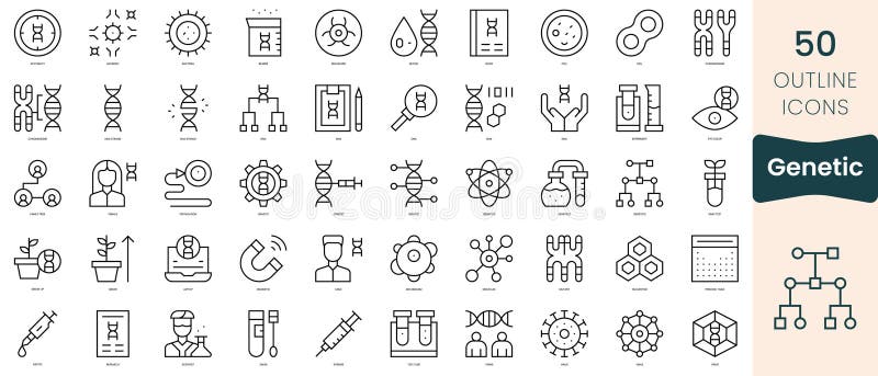 Set of Genetic Icons. Thin Linear Style Icons Pack Stock Vector ...