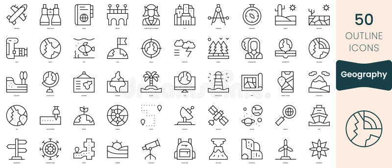 Set of Geography Icons. Thin Linear Style Icons Pack Stock Vector ...