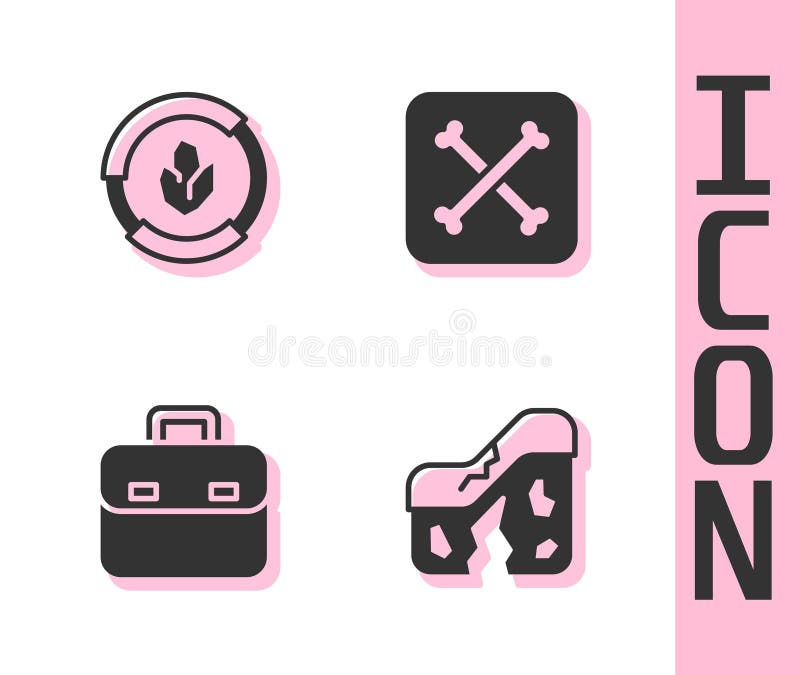 Set Geological Fault, Soil Analysis, Briefcase and Archeology Icon ...