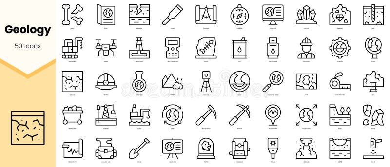 Set of Geology Icons. Simple Line Art Style Icons Pack Stock Vector ...