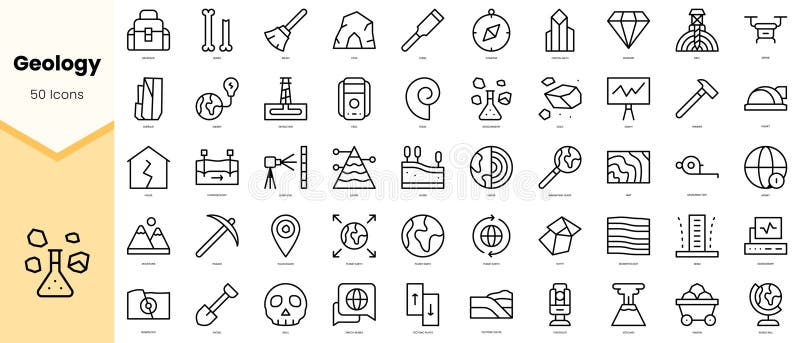Set of Geology Icons. Simple Line Art Style Icons Pack Stock Vector ...