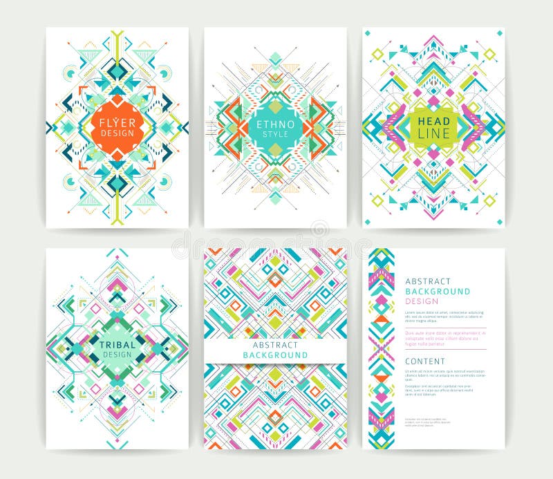 Set of Geometric Abstract Colorful Flyers Stock Vector - Illustration ...