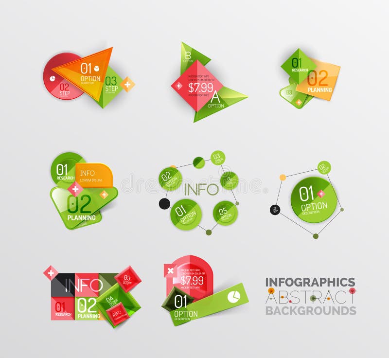 Set of Geometric Abstract Shape Infographic Stock Vector - Illustration ...