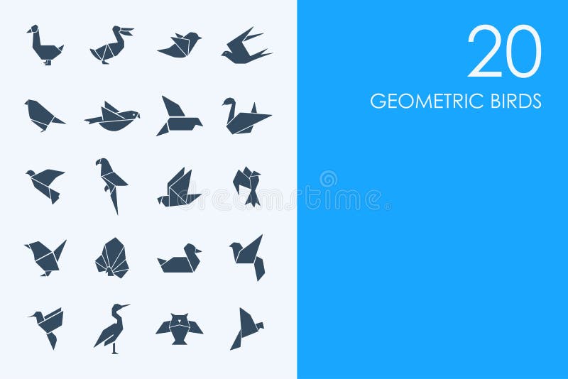 Set of Geometric Birds Icons Stock Vector - Illustration of element ...