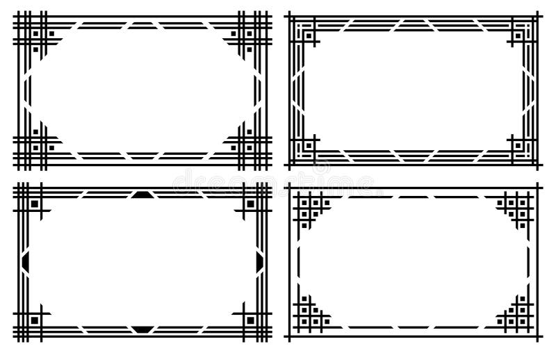Set of Geometric Black Rectangular Frames. Stock Vector - Illustration ...