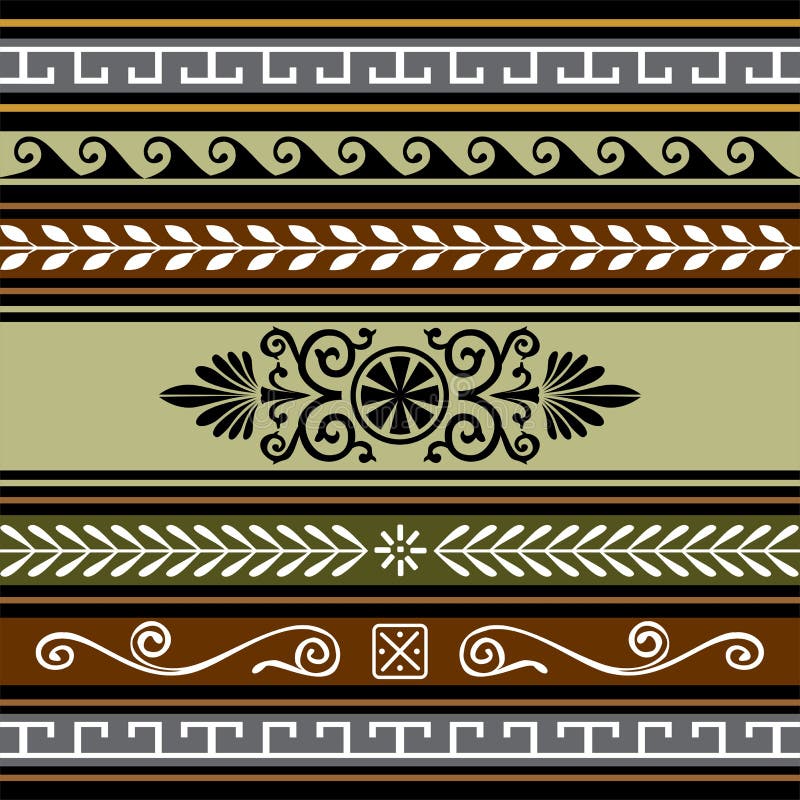 Set of geometric borders stock vector. Illustration of meander - 8439971