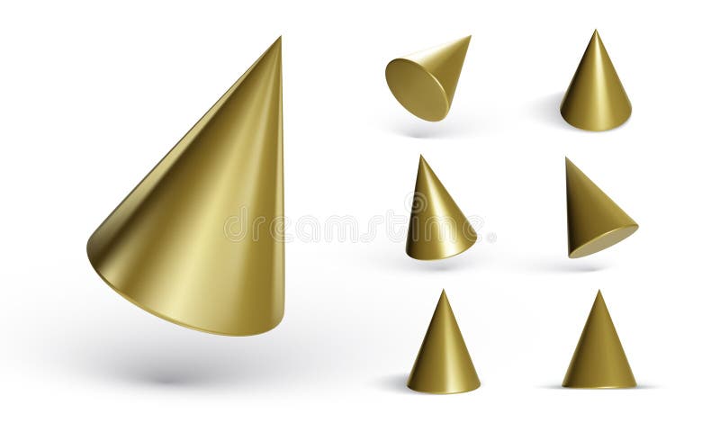 Set of Geometric Cones Isolated on White Background. 3d Geometric ...