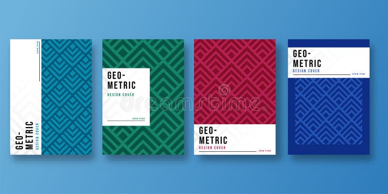 Set of Geometric Cover. Abstract Shapes Compositions. Geometric Pattern ...