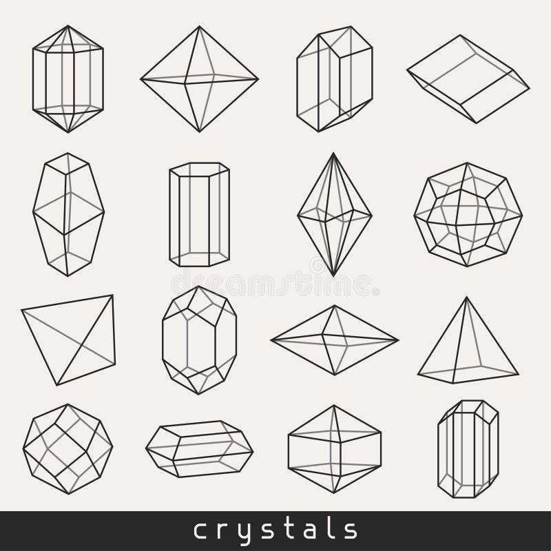 Set of Geometric Crystals Gem and Minerals Stock Vector - Illustration ...