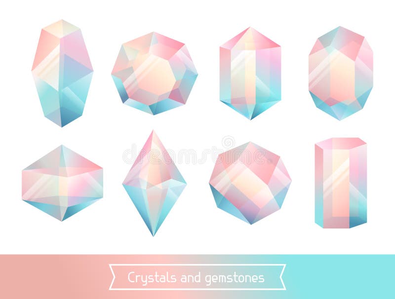 Set of Geometric Crystals Gem and Minerals Stock Vector - Illustration ...