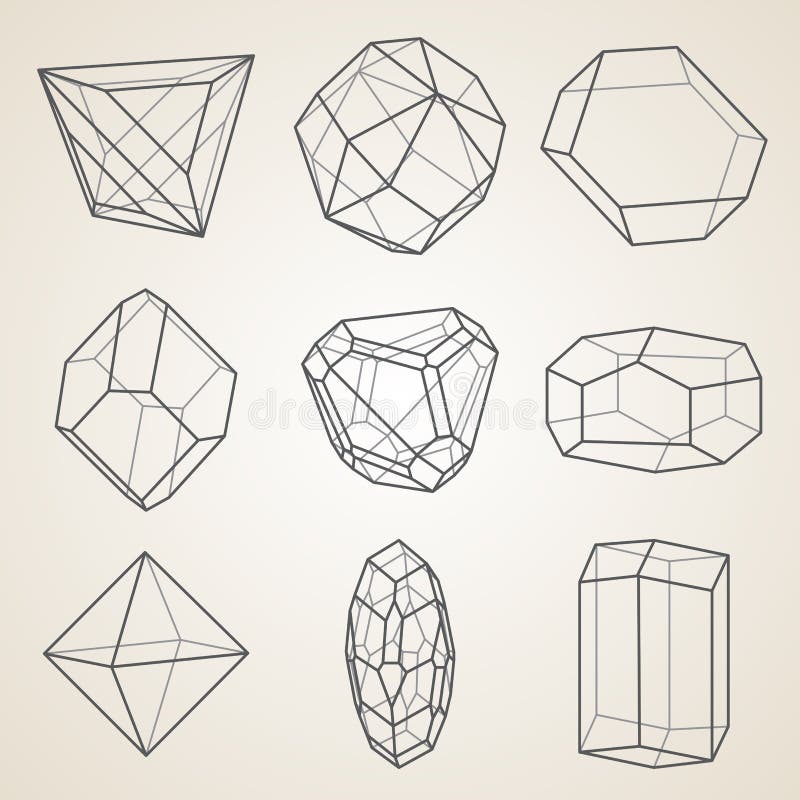 Set of geometric crystals. stock vector. Illustration of polygon - 81863882