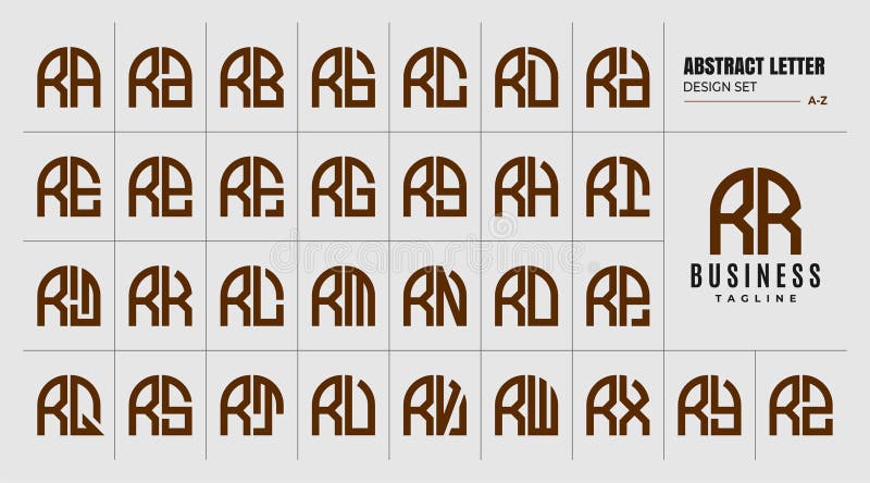 Set of Geometric Curve Abstract Shape Letter R RR Logo Design Stock ...