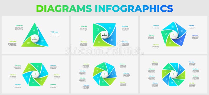 Set of Geometric Elements Divided into 3, 4, 5, 6, 7 and 8 Options ...