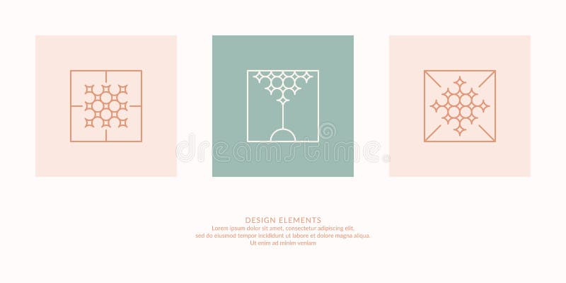 A Set of Geometric Emblems. Abstract Compositions. Vector Elements ...