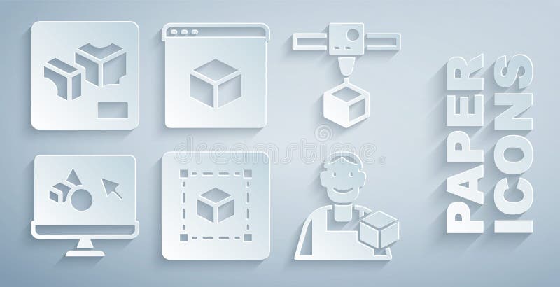 Set Geometric Figure Cube, 3D Printer Cube, Software, Graphic Designer ...
