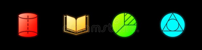 Set Geometric Figure, Open Book, Pie Chart Infographic and Triangle ...