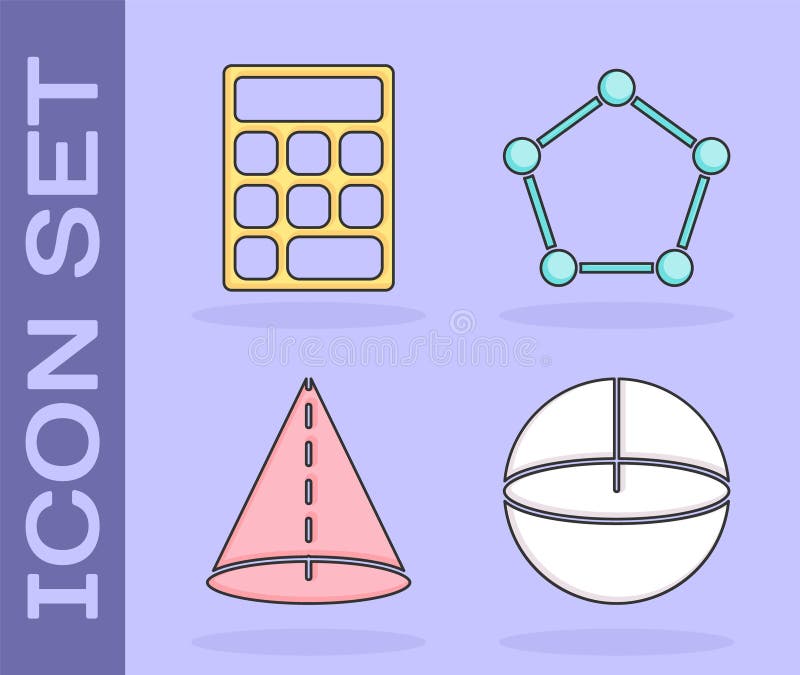 Set Geometric Figure Sphere, Calculator, Geometric Figure Cone and ...
