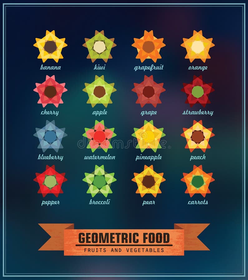 Set of geometric food stock vector. Illustration of geometric - 58714982
