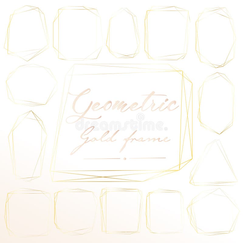 Set of Geometric Gold Frame, Decorative Element for Wedding Card ...