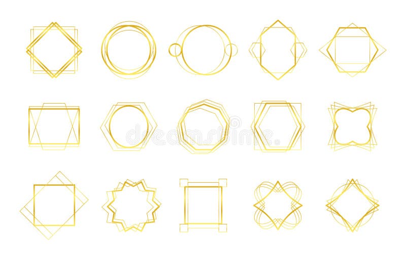 Set of Geometric Gold Frame Isolated on White. Luxury Abstract Design ...