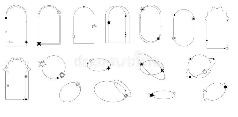 Set Geometric Line Frame Illustration with Frame in Minimal Style on ...