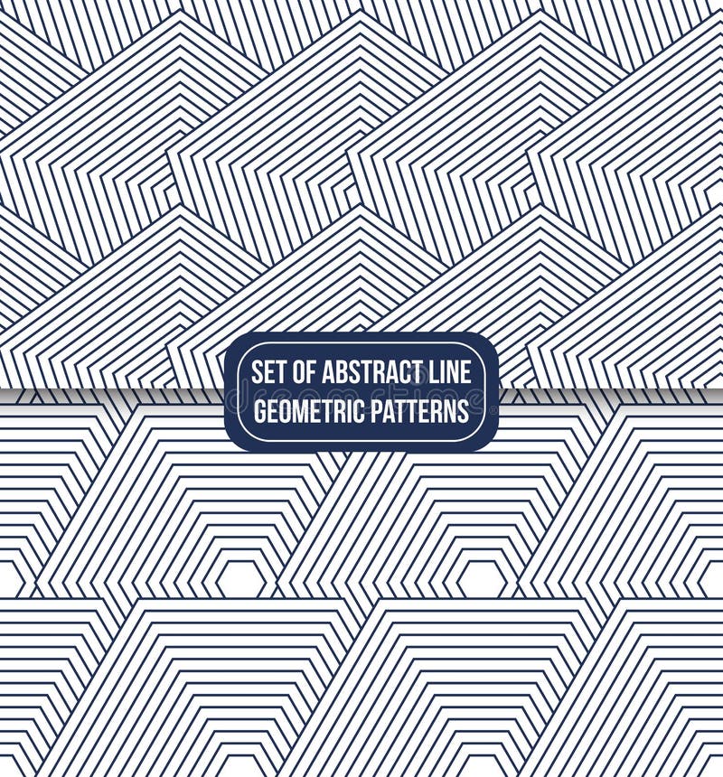 Set of 2 Geometric Line Pattern Background Stock Illustration ...