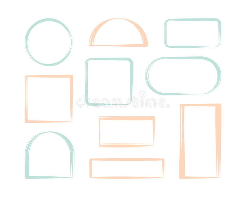 Set Geometric Linear Cute Frames for Text or Photo. Pastel Lines ...