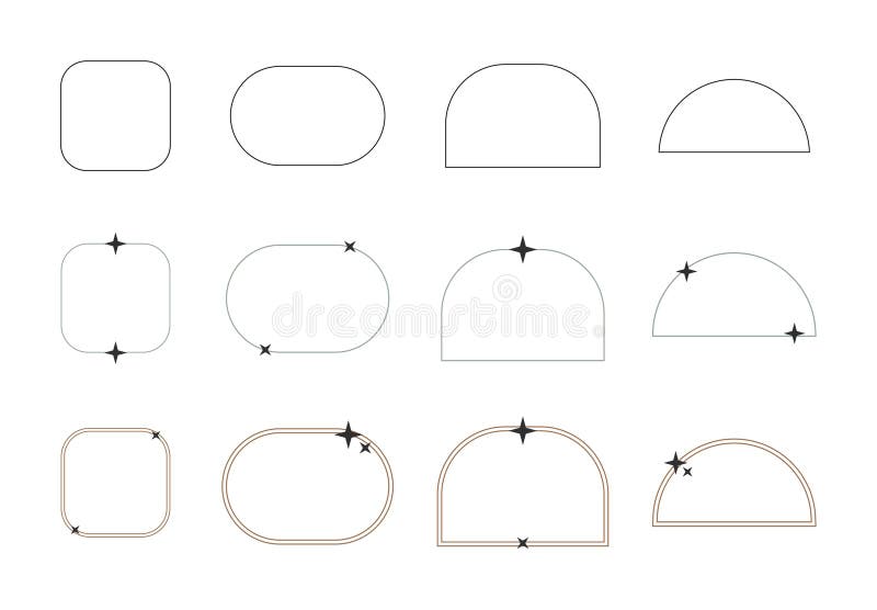 Set Geometric Minimalist Retro Frames with Outline and Stars Stock ...
